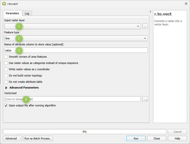 Convert raster to line